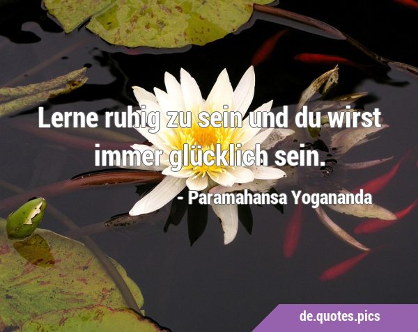 Lerne ruhig zu sein und du wirst immer glücklich sein.